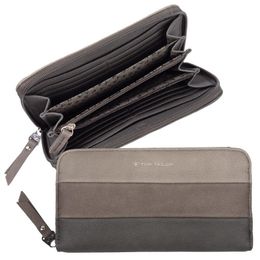 Tom Tailor Damen Tom Tailor Geldb&ouml;rse &raquo;ELLEN Long zip wallet&laquo; im modischen Streifendesign grau