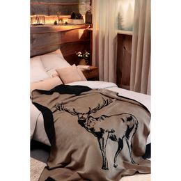 Biederlack Wohndecke &raquo;Deer&laquo; mit Zierstich grau Baumwolle, Polyester