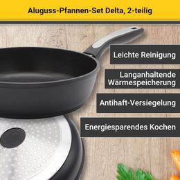 Kr&uuml;ger Pfannen-Set &raquo;Delta&laquo; Aluminiumguss Set, 2 Stk. tlg. &Oslash; 24/28 cm, Induktion schwarz