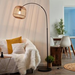 Brilliant Bogenlampe &raquo;Nikka&laquo; E27 1 Stk. mit Rattan-Schirm, 171 cm H&ouml;he, E27, Metall/Rattan, schwarz/natur schwarz