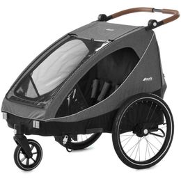 hauck Fahrradkinderanh&auml;nger &raquo;2in1 Bike Trailer und Buggy Dryk Duo, melange grey&laquo; f&uuml;r 2 Kinder; inklusive Deichsel grau Fahrradkinderanh&auml;nger