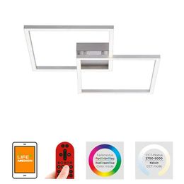 JUST LIGHT Deckenleuchte &raquo;Ls-MAXI&laquo; LED-Board 1 Stk. warmwei&szlig; - kaltwei&szlig; RGB+tunable white, Infrarot inkl., Fernbedienung, Smarthome f&auml;hig silber