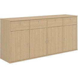 Sideboard &raquo;Mistral, Hochwertig Schrank, h&auml;ngend/stehend montierbar&laquo; mit T&uuml;ren und Schubladen, B: 177 cm, anpassungsbar Designm&ouml;bel wei&szlig;