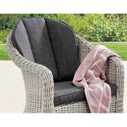 Destiny Gartensessel &raquo;MALAGA&laquo; Set, 2 Stk. tlg. Aluminium, Polyrattan, inkl. Auflagen wei&szlig; Obermaterial: 100% Polyester. Miedereinsatz: 50% Polyester, 50% 