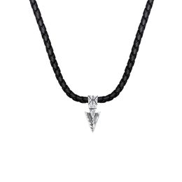 Kuzzoi Herren Kette mit Anh&auml;nger &raquo;Herren Lederkette Arrow Pfeil Oxidiert 925 Silber&laquo; silber