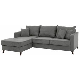 Home Affaire Ecksofa &raquo;Renesse L-Form&laquo; lose Kissen, Keder an Sitzkissen grau Samtvelours 100% Polyester;Luxus-Microfaser ALTARA NUBUCK (100% Polyester)
