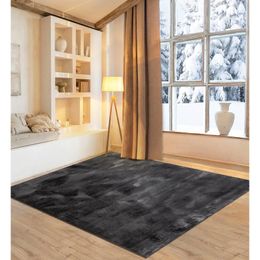 my home Fellteppich &raquo;Guidel&laquo; rechteckig 30 mm H&ouml;he Kunstfell, Kuschelteppich, Uni Farben, super weich, Wohnzimmer anthrazit Obermaterial: 100%...