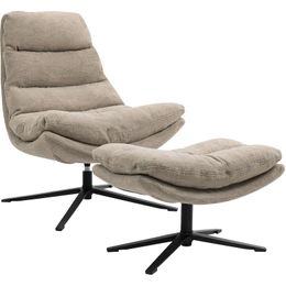 Duo Collection Relaxsessel &raquo;Porto&laquo; 360&deg; drehbar, doppelte Polsterung, mit Hocker, bis 115 kg belastbar sand