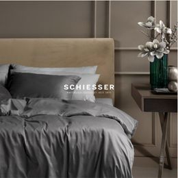 Schiesser Bettw&auml;sche &raquo;Ella seidenmattes Premiumbettw&auml;scheset aus feinstem Baumwollsatin&laquo; 2 Stk. tlg. Made in Green grau Satin, Obermaterial: 100% Baumwolle
