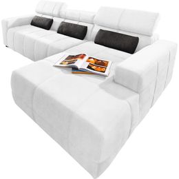 DOMO collection Ecksofa »Brandon große Ausführung B/T/H: 289/177/80 cm, auch in Leder und Cord« mit Kopfteilverstellung, wahlweise...