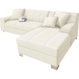 DOMO collection Ecksofa »Turah incl. Zierkissen, moderne Steppung, auch in Leder« wahlweise mit Bettfunktion, Schlafsofa, B/T/H: 239/152/75 cm,...