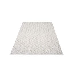 Carpet City Teppich »CLASICO 8927« rechteckig 11 mm Höhe Läufer, Kurzflor, Hochtief-Muster, Boho, Fransen, Wohnzimmer beige Obermaterial: 100%...
