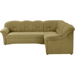 DOMO collection Ecksofa »Papenburg B/T/H: 242/190/84 cm L-Form« wahlweise mit Bettfunktion, Langer Schenkel links oder rechts grün/gelb