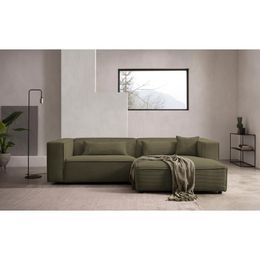 LeGer Home by Lena Gercke Ecksofa &raquo;PIARA mit Kedernaht, Cord, Leinenoptik o. Strukturstoff, Couch, L-Form&laquo; wahlweise Ottomane rechts/links, schwarze 