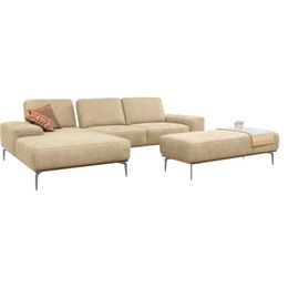W.Schillig Ecksofa &raquo;run, Designsofa mit tollem Sitzkomfort, bequem, L-Form&laquo; mit elegantem Holzsockel, F&uuml;&szlig;e in Silber matt, Breite 319 cm beige 
