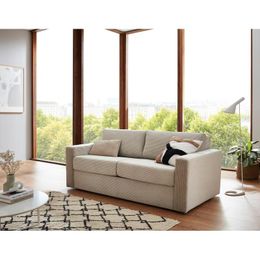 ATLANTIC HOME COLLECTION Schlafsofa &raquo;Rolando, B: 196 cm, Liegefl. 140x190 cm&laquo; mit komfortabler Matratze, Dauerschlafsofa beige 100% PES