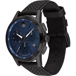 Movado Herren Movado Chronograph &raquo;MUSEUM SPORT, 607360&laquo; Quarzuhr, Armbanduhr, Herrenuhr, Swiss Made, Lederarmband, Datum schwarz