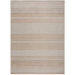 FLAIR RUGS Teppich &raquo;Elton Hoch-Tief Effekt&laquo; rechteckig 8 mm H&ouml;he Chenille Optik, kurzflor, waschbar, Wohnzimmer, Schlafzimmer beige Polyester, 