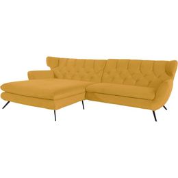 3C CANDY Ecksofa »Beatrice Designsofa in moderner Retrooptik, bequem und extravagant« mit Rückensteppung im Rautenmuster, Ohrenbacken Optik, L-Form...