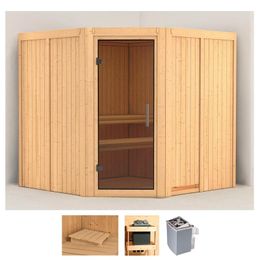 Karibu Sauna »Jarin« Set, Ofen 9 kW integr. Strg naturbelassen