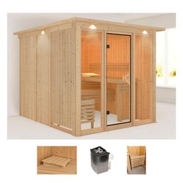 Welltime Sauna »Artja« Set, Ofen 9 kW integr. Strg natur
