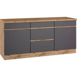 KOCHSTATION Unterschrank &raquo;KS-Riesa&laquo; Breite 180 cm, MDF-Fronten grau Holzwerkstoff