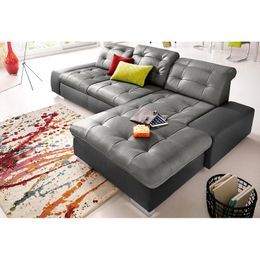 Sit & More sit&more Ecksofa &raquo;Palomino L-Form&laquo; wahlweise XL oder XXL und mit Bettfunktion schwarz Kunstleder SOFTLUX /Struktur (100% Polyester);Kunstleder SOFTLUX