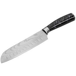 RESTO KITCHENWARE Santokumesser »Eridanus 19 cm, aus Edelstahl« Messer für Fleisch und Gemüse mit lasergravierter Hochleistungsklinge schwarz,...