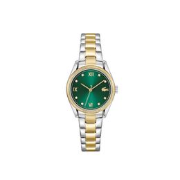 Lacoste Quarzuhr »PARISIENNE« Armbanduhr, Damenuhr, Edelstahlarmband, analog, Glaskristalle edelstahlfarben Lacoste Uhr in Grün & Gold - funkelnde...