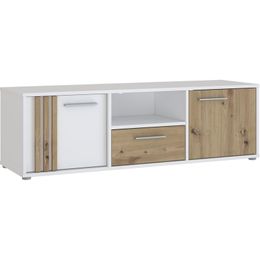 FORTE Lowboard »Cardigan TV-Board, TV-Schrank« TV-Board, 2 farbig, Stauraum Kabelführung Weiß/Artisan Eiche Modernes TV Board in 2 Dekoren lieferbar