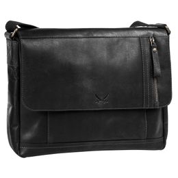Sansibar Damen Messenger Bag echt Leder schwarz