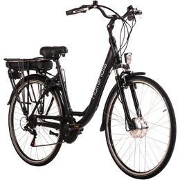 Adore »E-Active« 6 Gang Shimano Tourney Schaltwerk Kettenschaltung Frontmotor 250 W Pedelec, Elektrofahrrad für Damen u. Herren Schwarz+schwarz