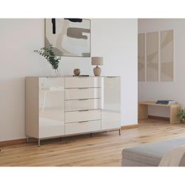 Rauch Schubkastenkommode &raquo;Kommode T&uuml;rkommode Sideboard Kombikommode FLIPP mit Glasfront&laquo; Breite 160/180 cm mit 4 Einlegeb&ouml;den, 2-t&uuml;rig, 5 Schubladen, 