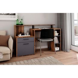 ByLiving Schreibtisch &raquo;Louise&laquo; Breite 140 cm, Regal-Schreibtisch mit viel Stauraum braun