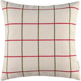 Tom Tailor HOME Kissenhülle »Grid« grün, offwhite, rot Obermaterial: 100% Polyester B/L: 40 cm x 40 cm