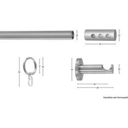 Garesa Gardinenstange &raquo;EASY&laquo; &Oslash; 20 mm 1 l&auml;ufig-l&auml;ufig Wunschma&szlig;l&auml;nge Vorhanggarnitur, verl&auml;ngerbar, Endk. mit 3 L&ouml;cher, Alu, m. Ringe gold Aluminium