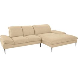 W.Schillig Ecksofa &raquo;enjoy&MORE, Designsofa, elegant und bequem, L-Form&laquo; Sitztiefenverstellung, F&uuml;&szlig;e schwarz pulverbeschichtet, Breite 310 cm beige 