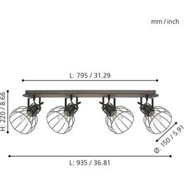 Eglo Deckenspot &raquo;SAMBATELLO&laquo; E27 Deckenlampe braun