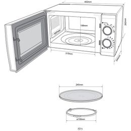 Hanseatic Mikrowelle &raquo;634711&laquo; Mikrowelle 700 W Auftaufunktion, 6 Leistungsstufen silber Mikrowelle