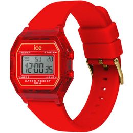 Ice Watch Ice-Watch Damen ice-watch Chronograph &raquo;ICE digit retro - Clear - Small&laquo; Armbanduhr, Quarzuhr, Damenuhr, Silikonarmband, Datum, digital rot