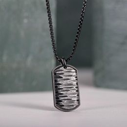 Firetti Herren Kette mit Anh&auml;nger &raquo;Schmuck Geschenk Edelstahl Halsschmuck Halskette Dog Tag Crag Fels&laquo; schwarz