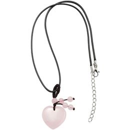 Firetti Damen Kette mit Anh&auml;nger &raquo;Schmuck Geschenk Halsschmuck Halskette Herz&laquo; Made in Germany - mit Rosenquarz rosa