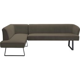 exxpo - sofa fashion Eckbank &raquo;Americano&laquo; mit Keder und Metallf&uuml;&szlig;en, Bezug in verschiedenen Qualit&auml;ten grau