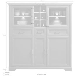 Innostyle Highboard &raquo;Jasmin&laquo; 2 Glas-/Holzt&uuml;ren, 8 offene F&auml;cher, inkl. LED-Beleuchtung grau Holzwerkstoff, MDF