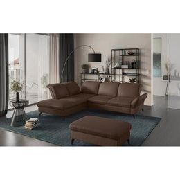 Sit & More sit&more Ecksofa &raquo;Leandro L-Form&laquo; Wahlweise mit Bett-, Kopfteil - und Armlehnfunktion, sowie Stauraum braun 100% Polyester