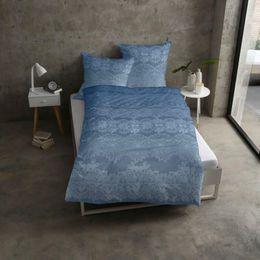 CASATEX Bettw&auml;sche &raquo;Demir&laquo; 2 Stk. tlg. mit moderner Ornamentik blau Satin, Obermaterial: 100% Baumwolle