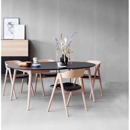 Esstisch &raquo;Meza Designtisch mit Auszugsfunktion und 2 Einlegeplatten&laquo; &Oslash;135(231) cm, runde Tischplatte aus MDF/Laminat, Massivholzgestell schwarz 