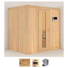 Karibu Sauna »Bedine« Set, Ofen 9 KW externe Strg easy naturbelassen 0