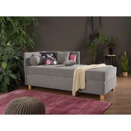 Alina Schlafsofa &raquo;Kona&laquo; 7-Zonen Taschenfederkernmatratze, Zierkissen-Set und Schlummerrollen grau Chenille GCP (100% Polyester)