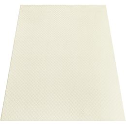 Paco Home Teppich &raquo;Rotterdam 591&laquo; rechteckig 4 mm H&ouml;he Kurzflor, Uni Farben, Rauten Muster, 3D Effekt, weich & kuschelig beige Polyester